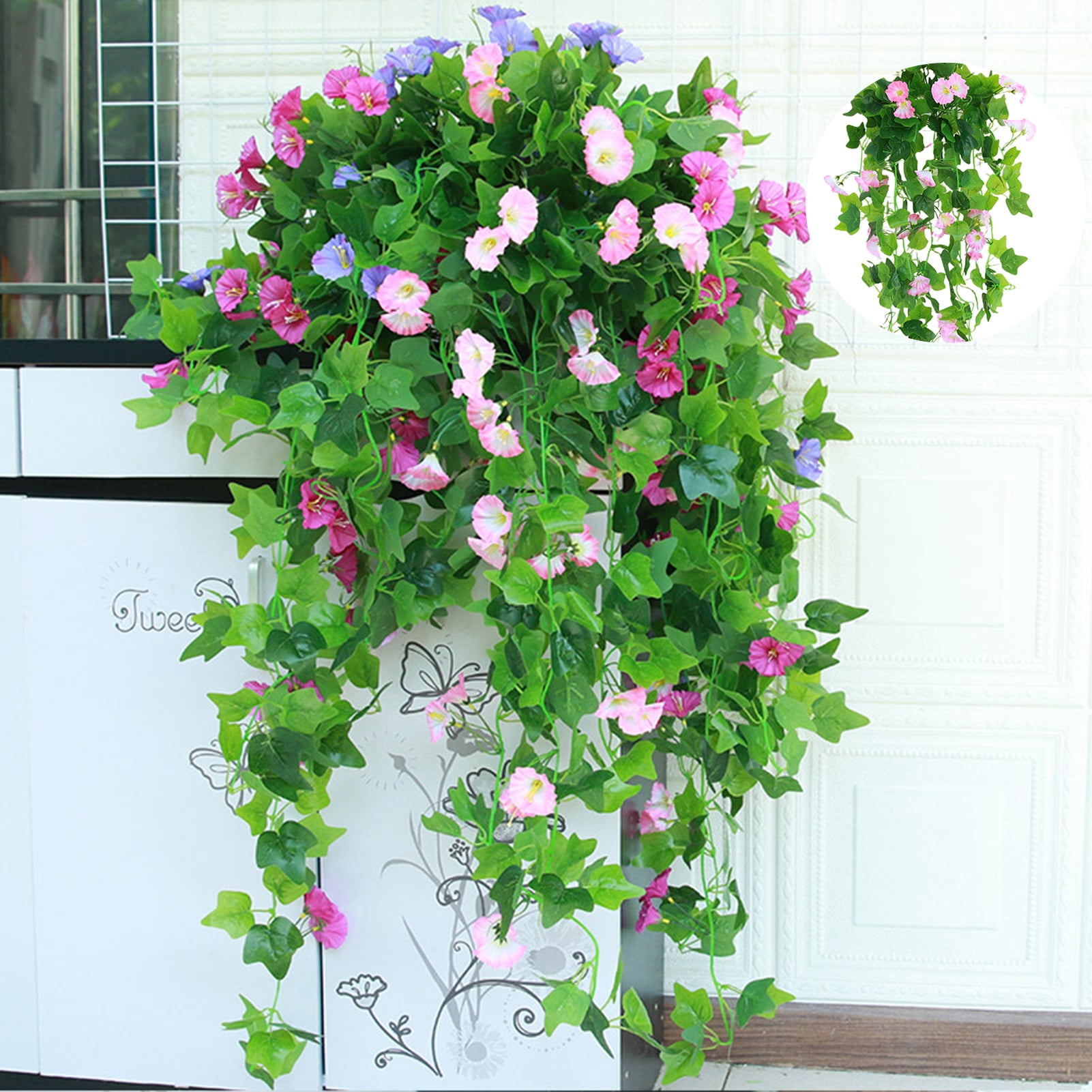 Visland Artificial Vines Morning Glory Hanging Plants Silk Garland Fake ...