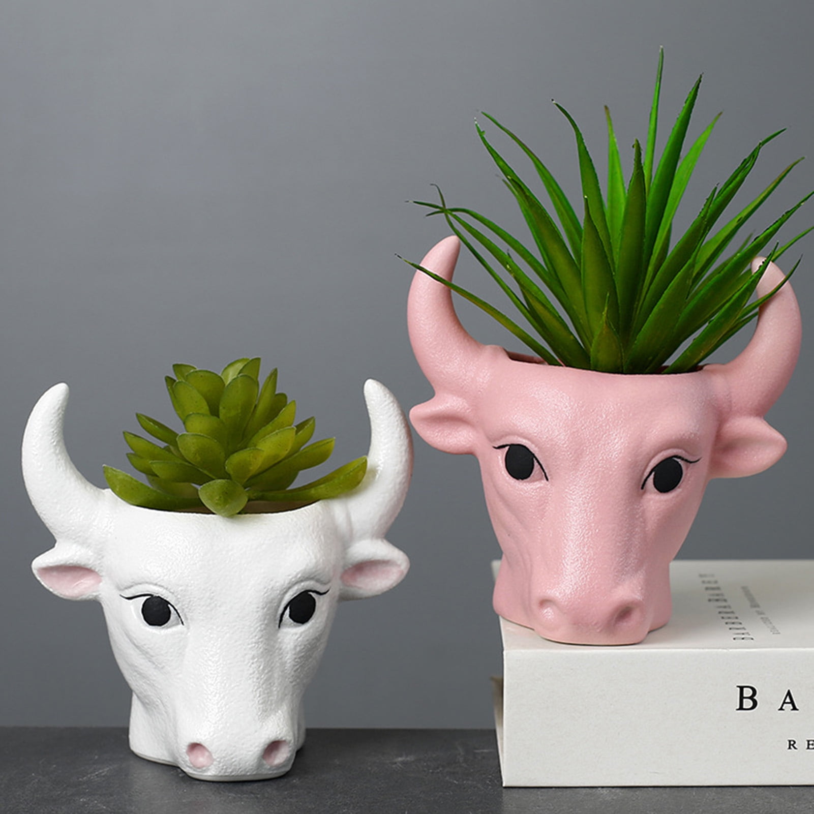 Visland Bull Head Flower Pot Head Planter Pot Succulent Planter Cute ...
