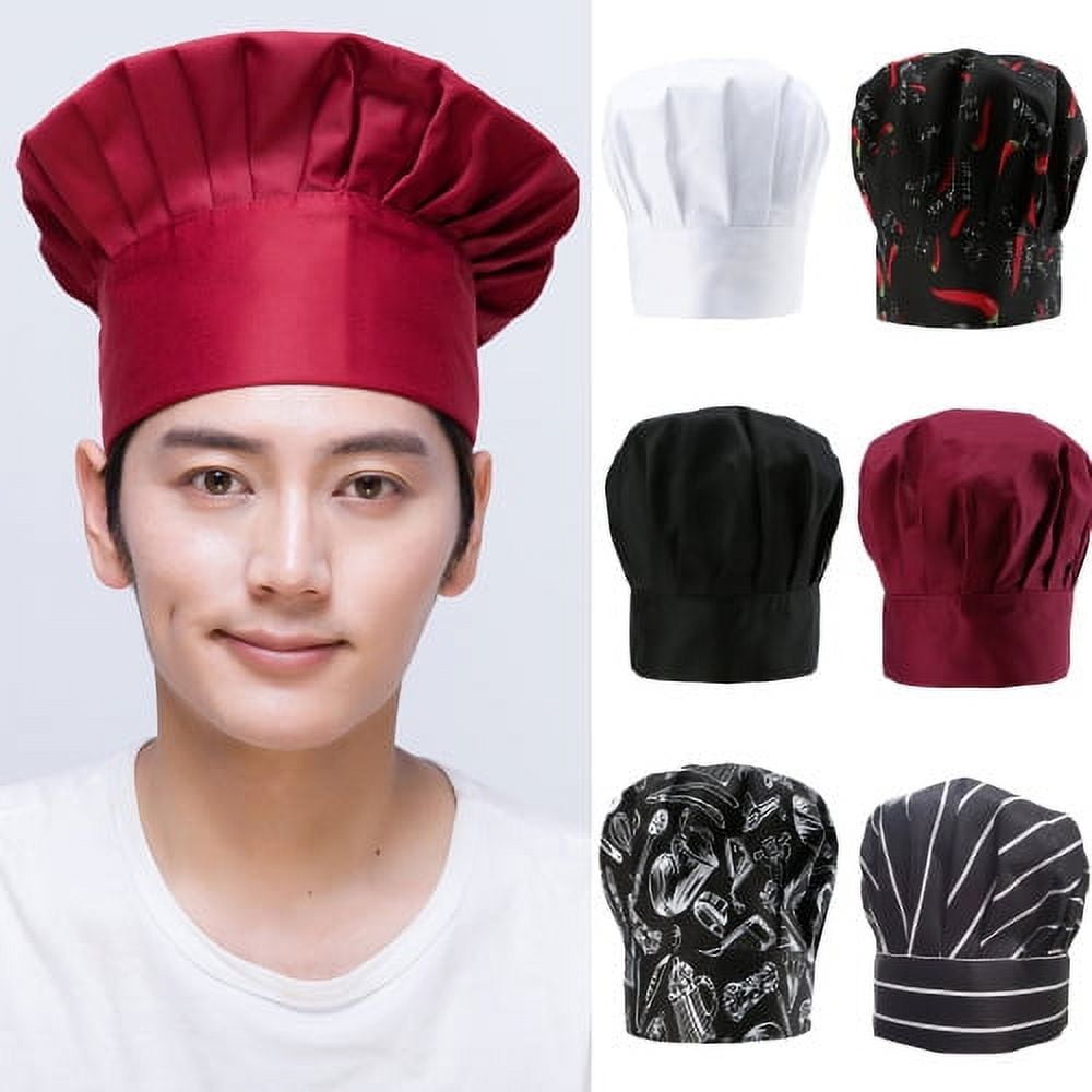 Visland Chef Hat Solid Color Reusable Men Women Simple Flat Top Chef ...