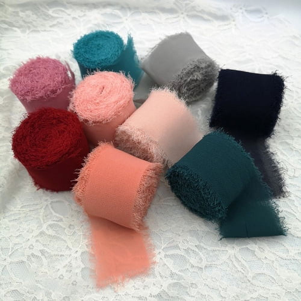 Visland Chiffon Fringe Ribbon Handmade Chiffon Ribbon Silk-Like Frayed ...