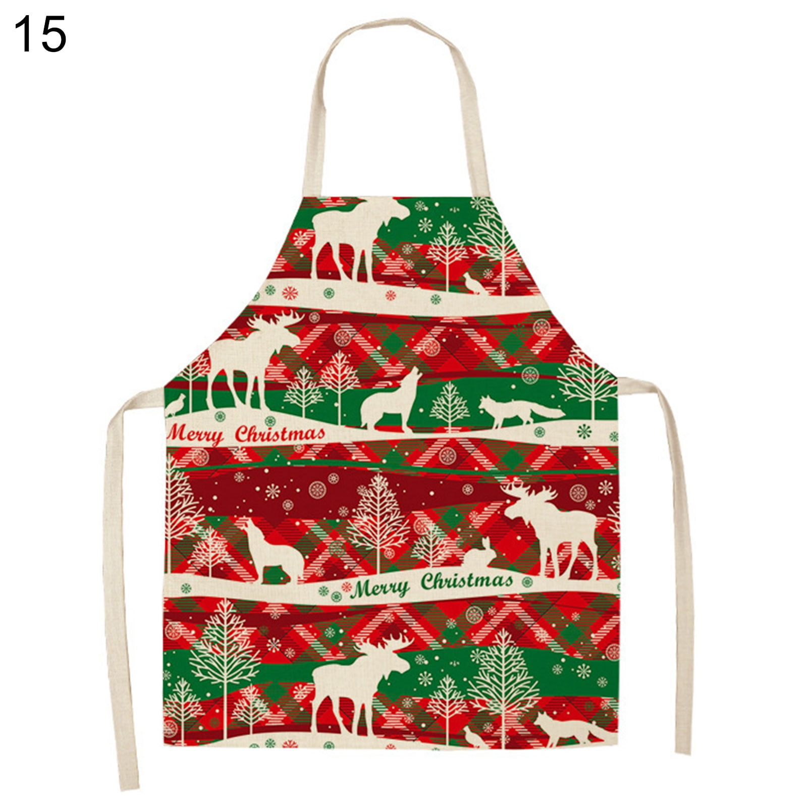 Visland Chistmas Apron, Holiday Kitchen Apron Christmas Santa Claus/Elk ...