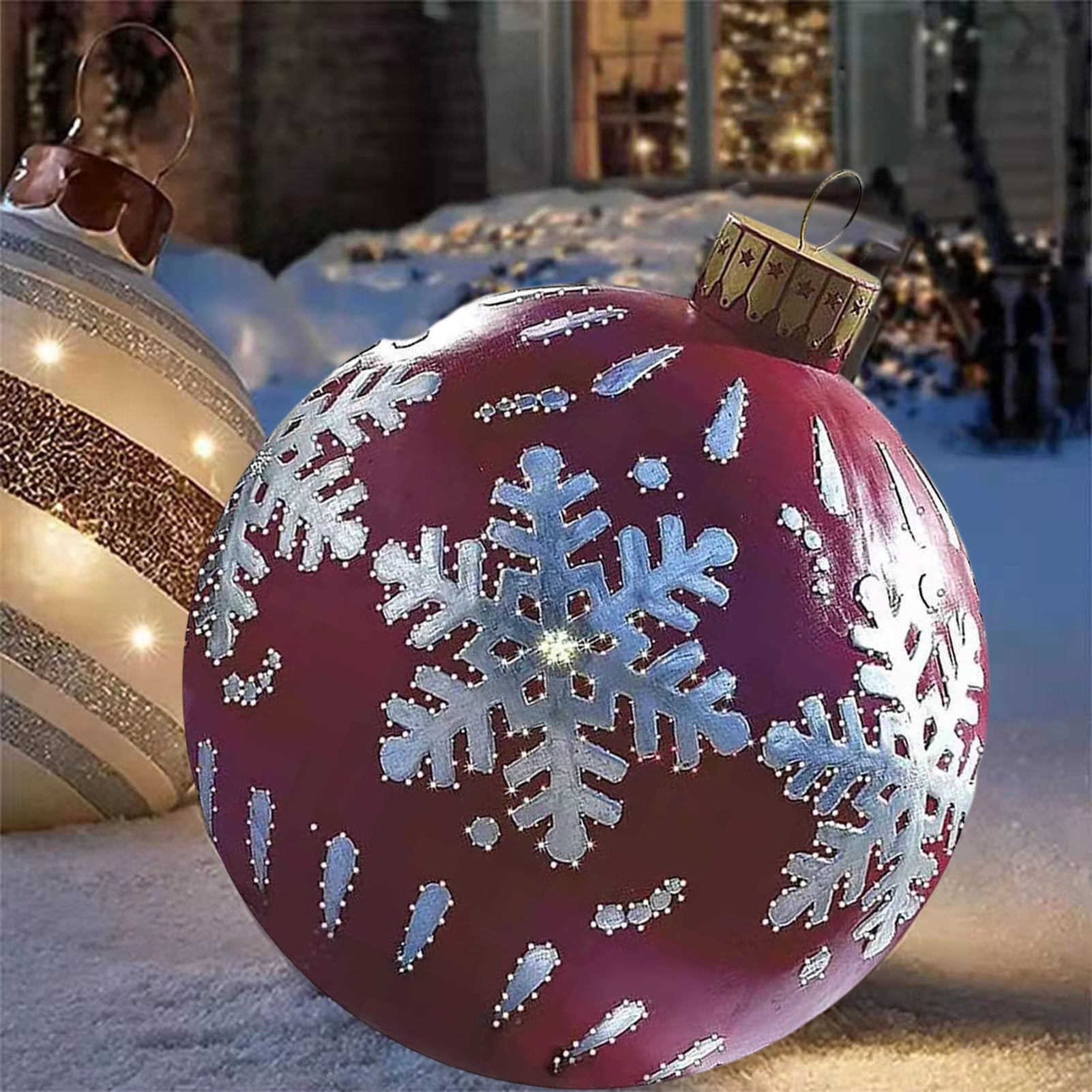 Visland Christmas Balls Hanging Hole Inflatable Decorative Golden ...