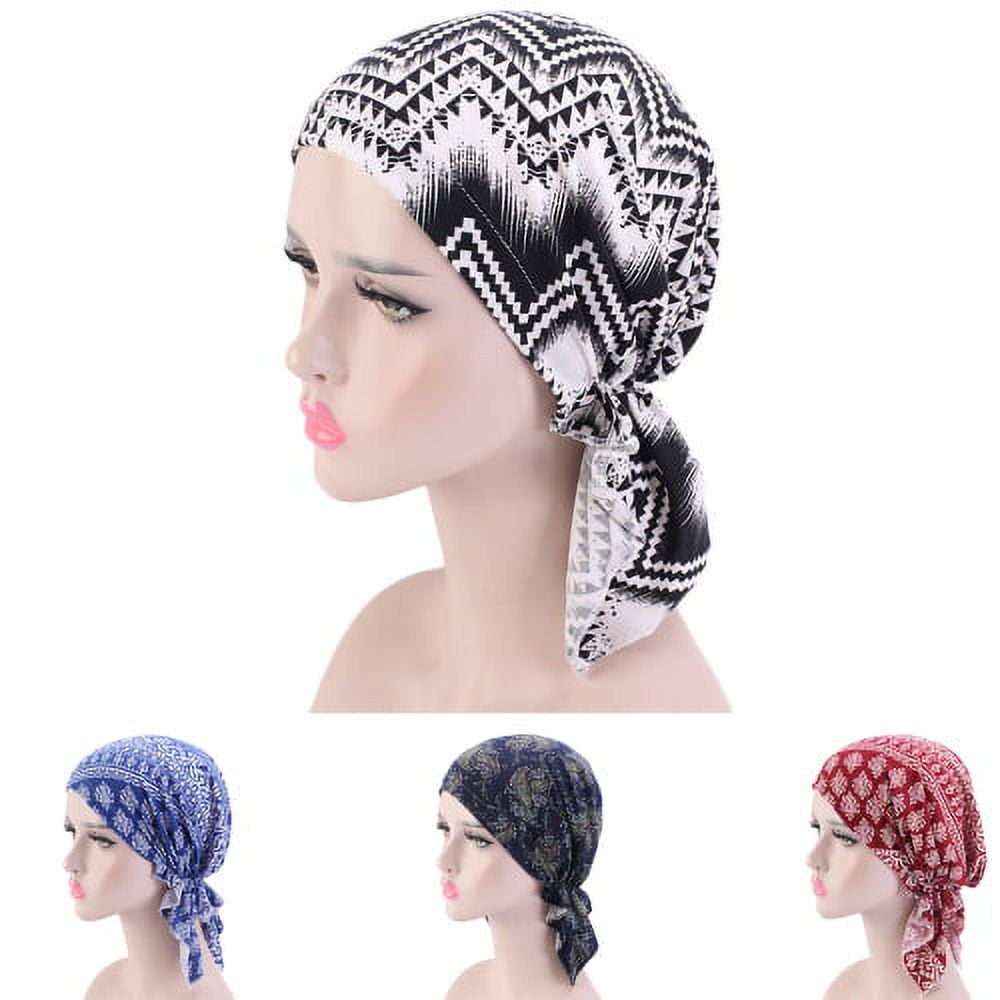 Visland Classic Print Foldable Headscarf Cap Cotton Blend Ruffles Edge ...