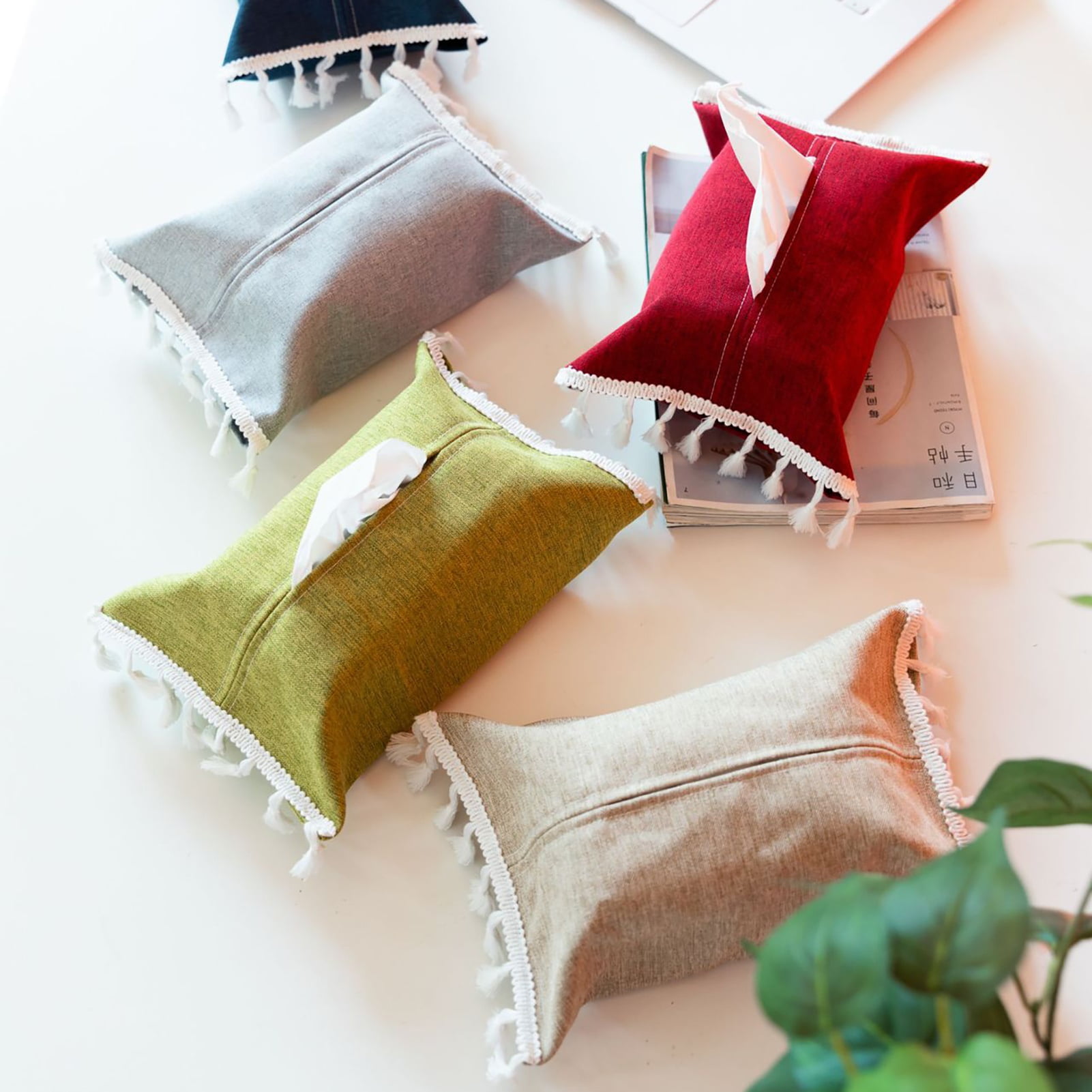 Visland Cloth Tissue Box Cover Creative Tassel Napkin Holder Cotton ...