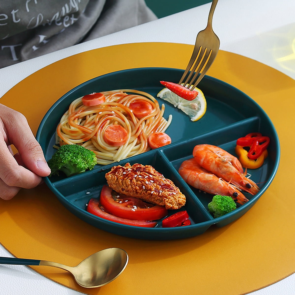 Visland Compartment Reusable Plates Plastic Dinner Plates Tableware ...