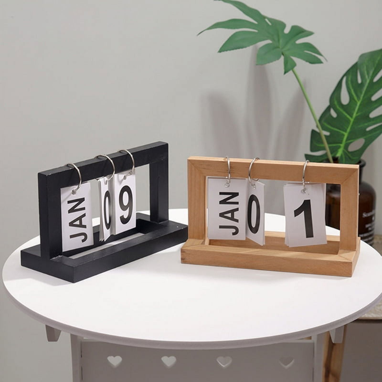 Visland Creative Wooden Page Turning Desk Calendar Stand Up Desk ...