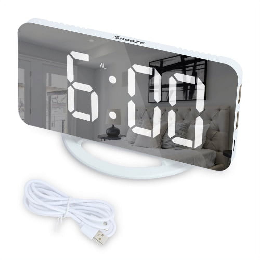 Visland Digital Clock Large Display, LED Alarm Electric Clocks Mirror ...