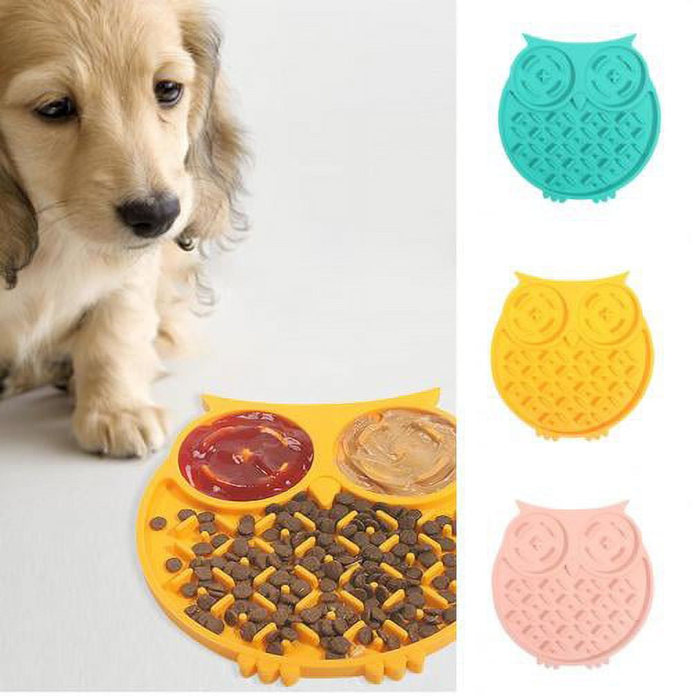 Visland Dog Lick Pad Feeder, Cute Owl Shape Silicone Bite-resistant Non ...