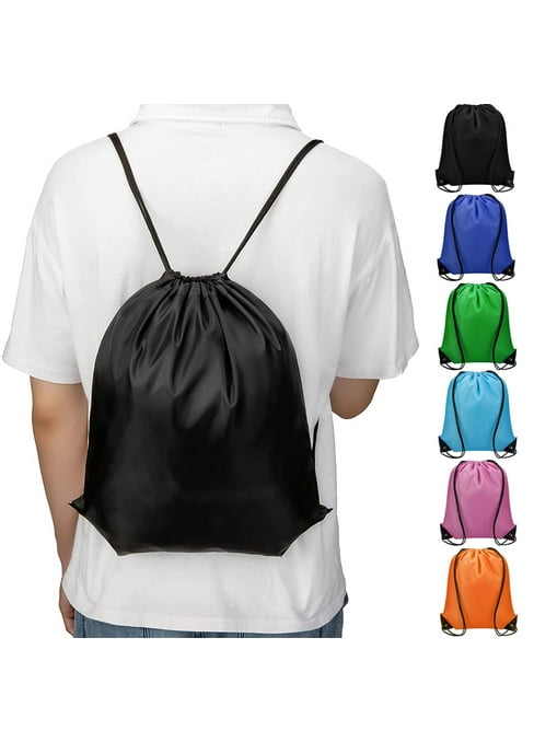 Drawstring Backpack, Modern Hexagonal Neon Grid Light Waterproof Sports ...