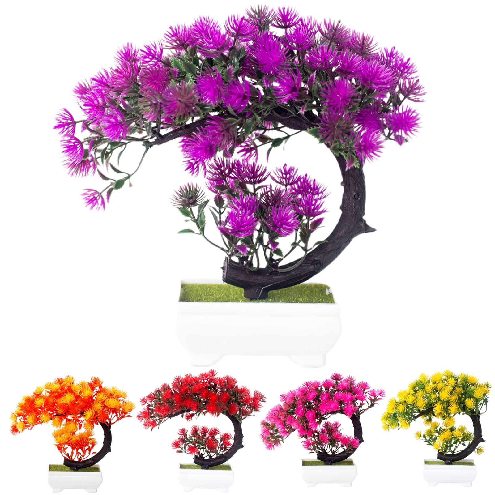 Visland Fake Bonsai Tree Potted,Artificial Bonsai Tree with Cement Pot ...