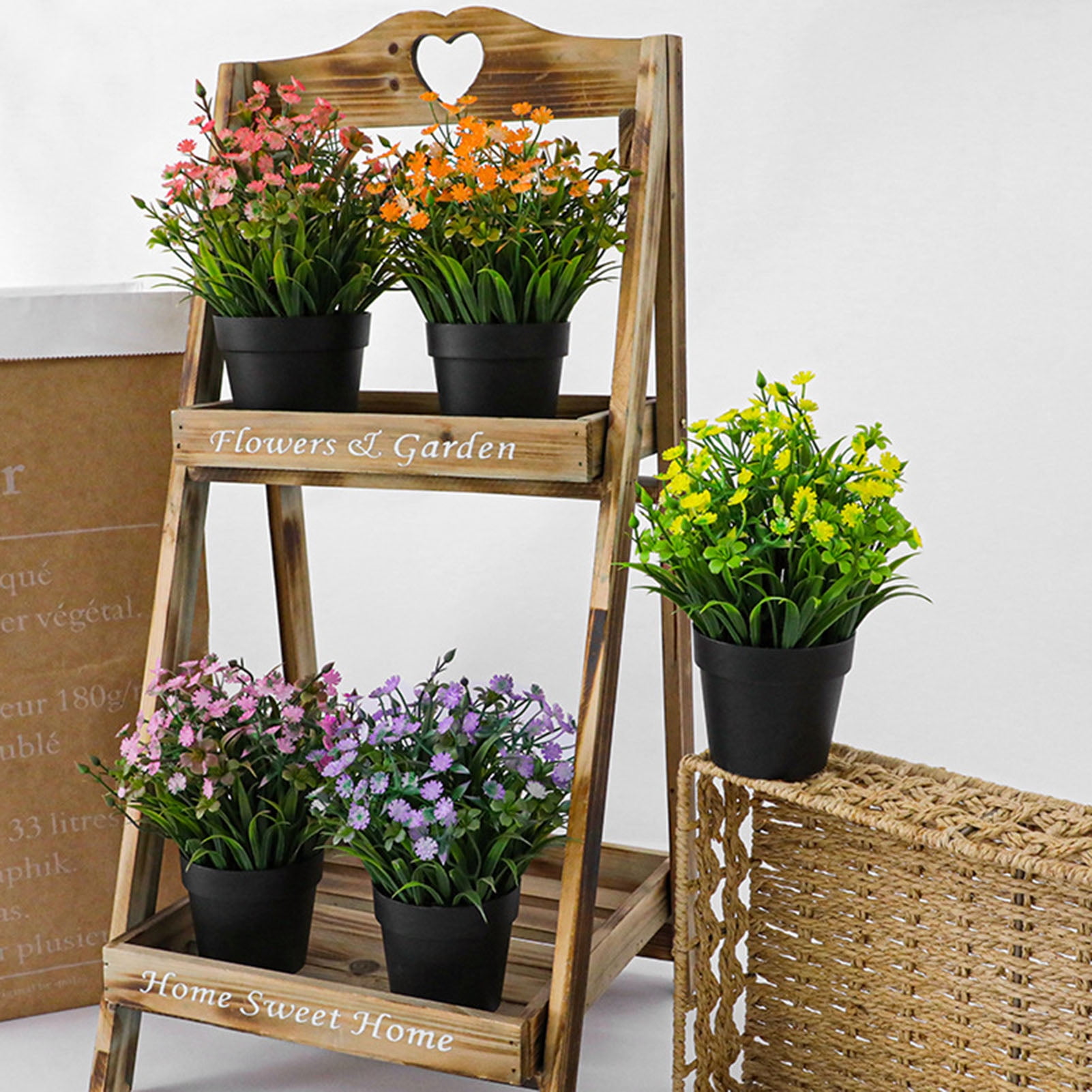 Visland Fake Plants, Small Potted Plants, Mini Artificial Small Flower ...