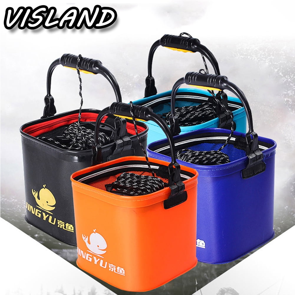 Visland Fishing Bucket, Foldable Fishing Bait Bucket, Multifunctional ...