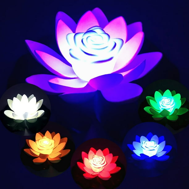 Visland Floating Lotus Lights - LED Flowers Pool Lights Battery ...