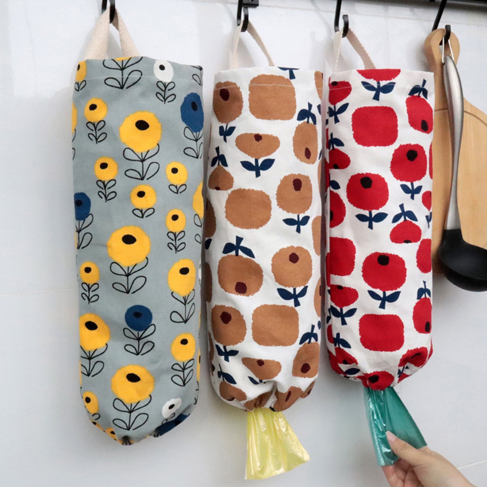 Visland Flower Pattern Garbage Bag Storage Holder, Collapsible Fabric ...