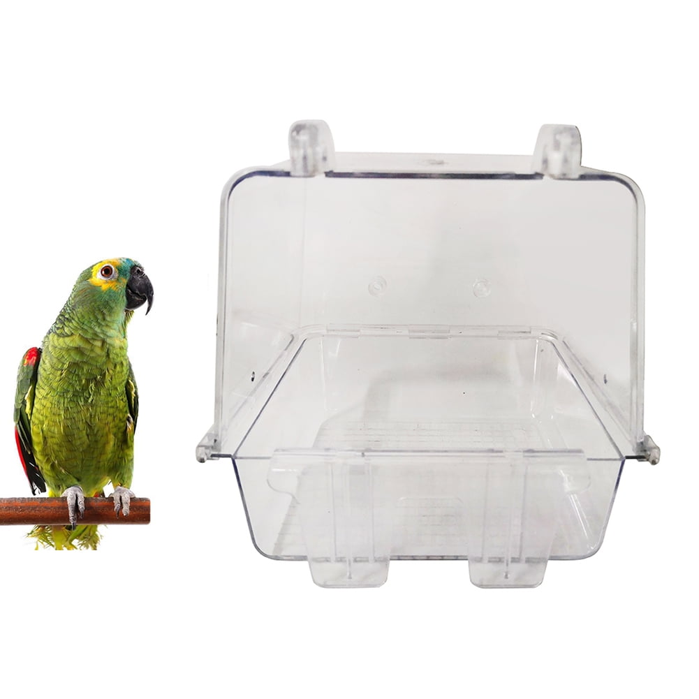 Visland Hanging Cage Mounted Bird Bath Box For Cage Parrot Hanging ...