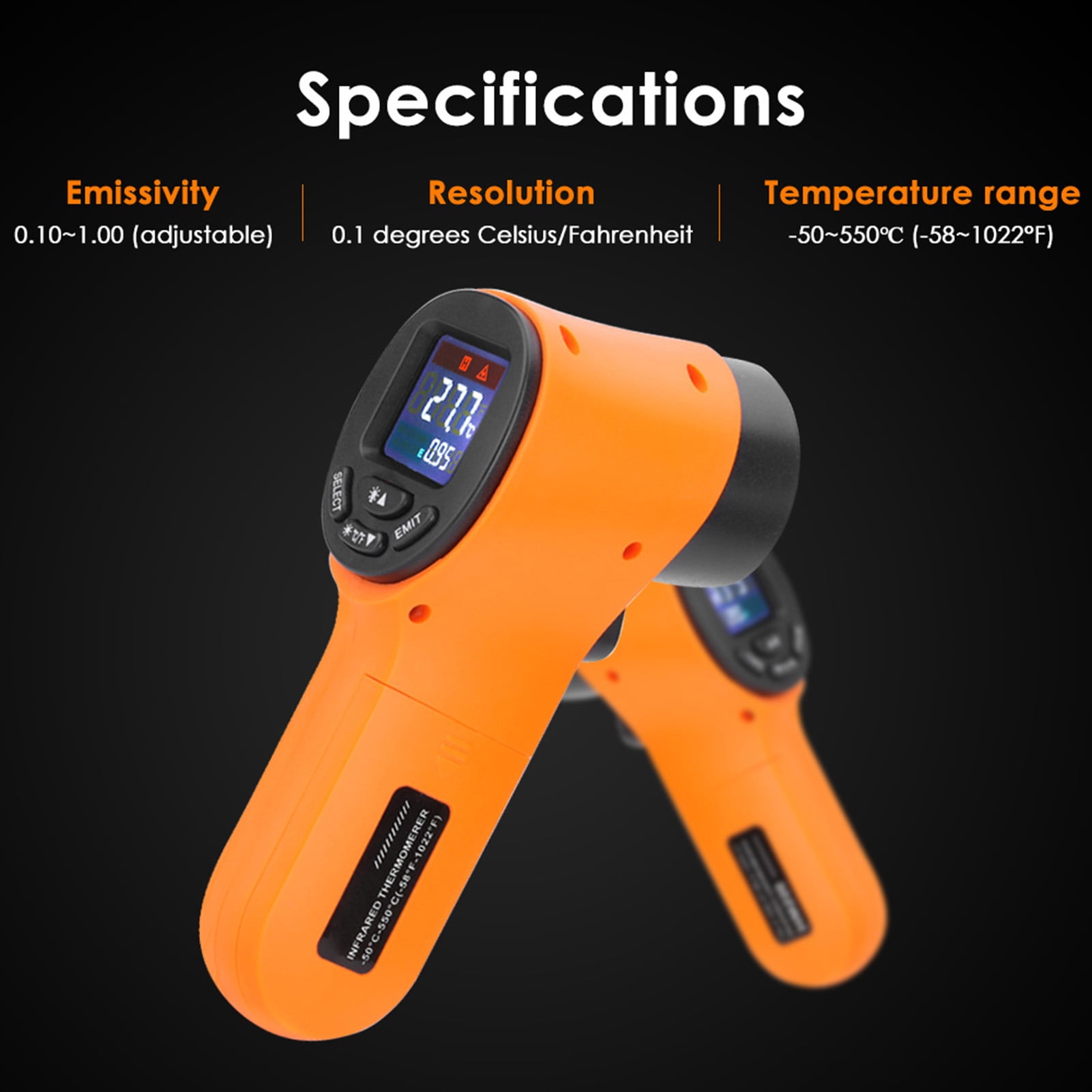 Visland Infrared Thermometer Non-Contact Digital Temperature Gun with ...