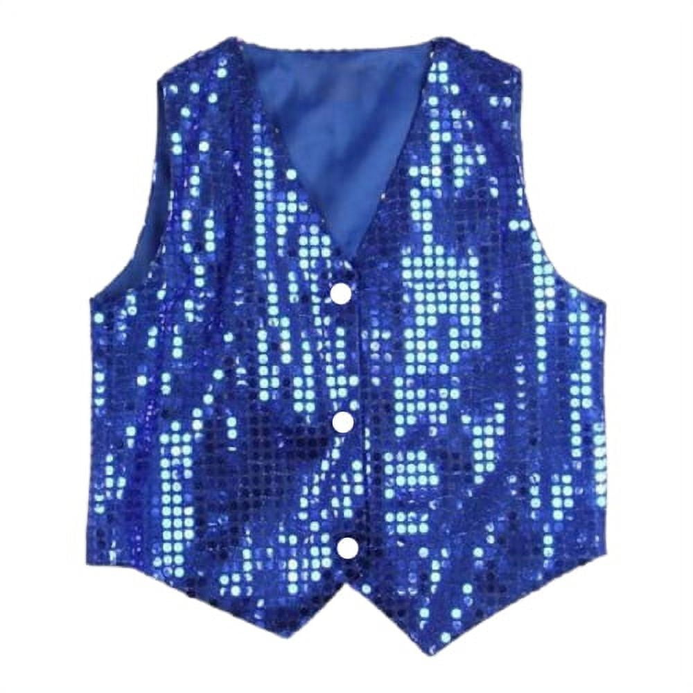 Visland Kids Sparkle Play Costume Vest, Shiny Sequin Sleeveless V Neck ...