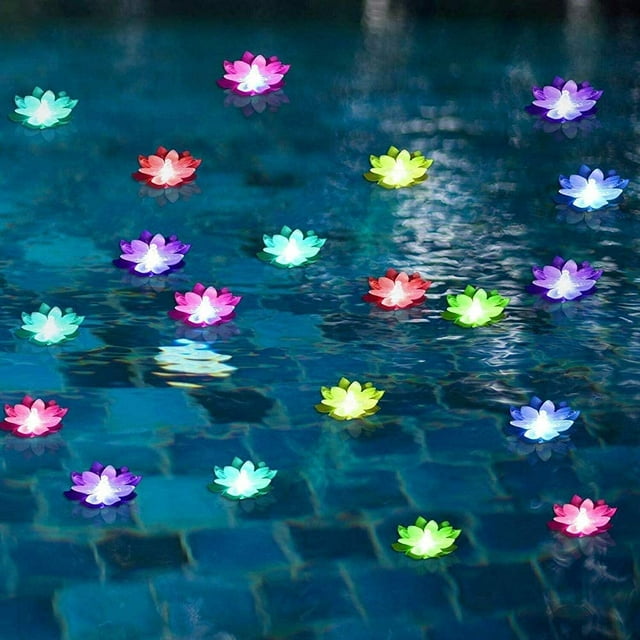 Visland LED Waterproof Floating Lotus Light, Pond Light, Battery ...