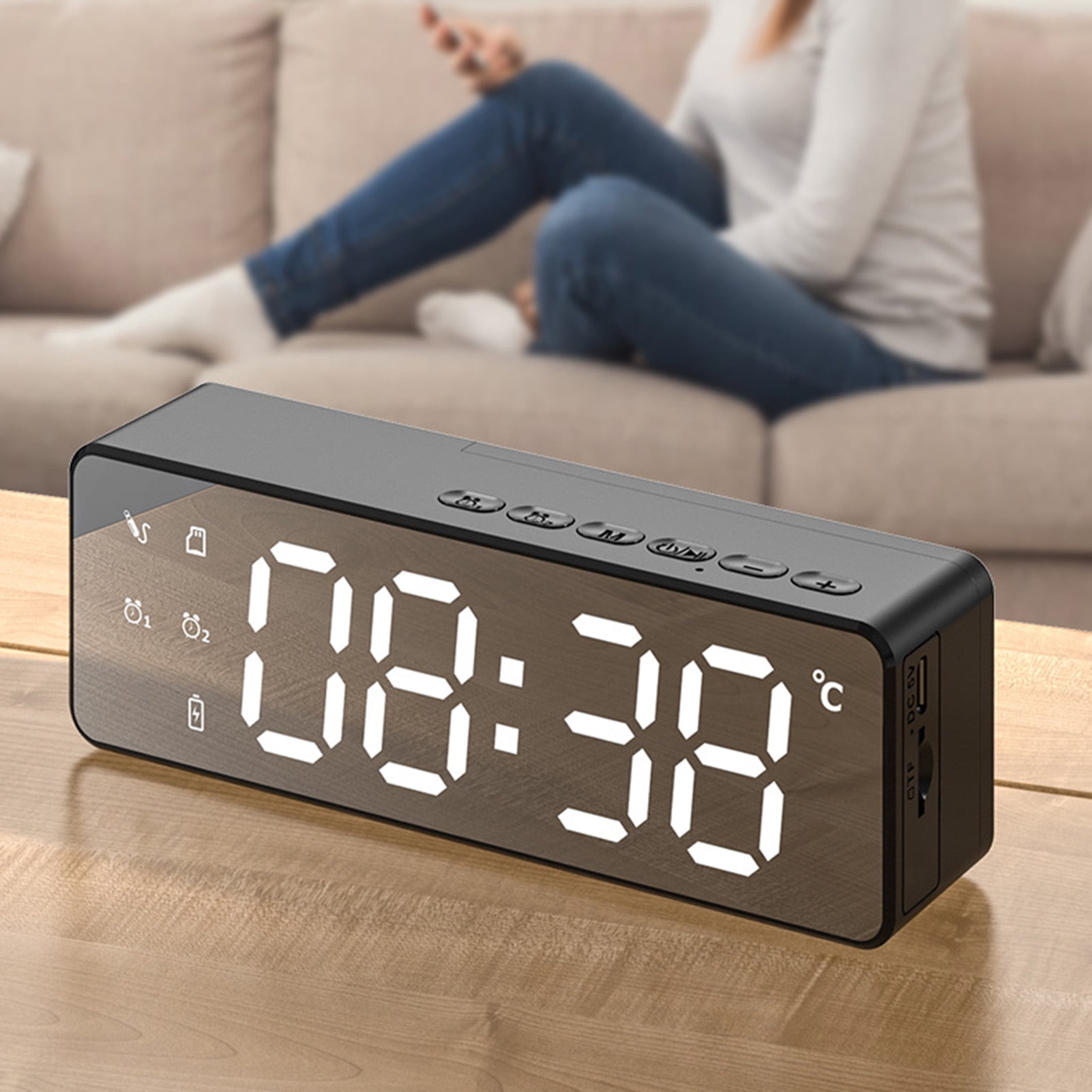 Visland Mirror Alarm Clock Radio with 5 0 Heavy Bass Mini Wireless ...