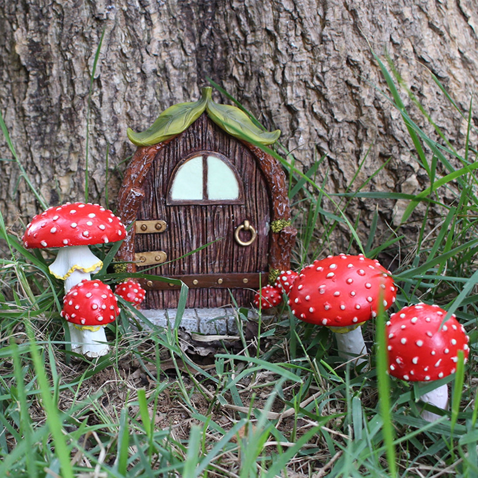 Visland Mushroom Fairy Door, Fairy Gnome Home Window and Door Miniature ...
