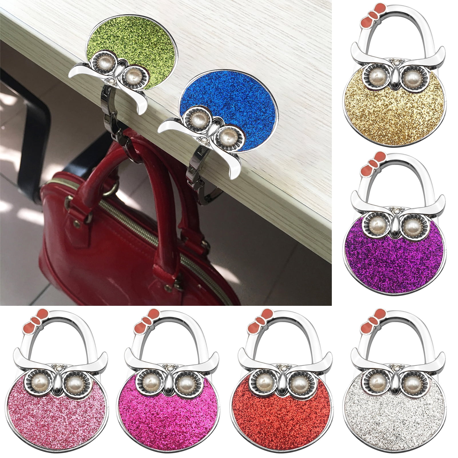 Visland Portable Owl Shape Bag Hook Handbag Hanger Folding Shiny Metal ...
