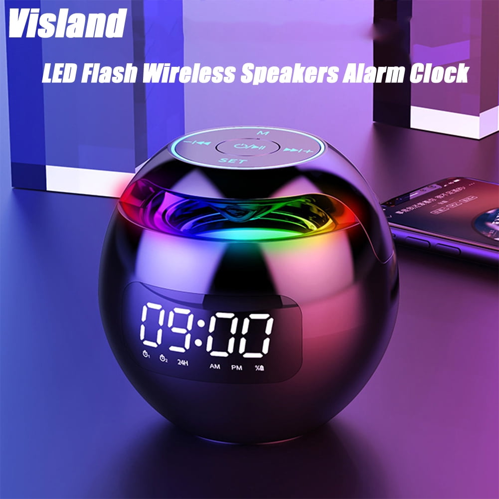 Visland Portable Spherical Speaker Bluetooth 5.0 LED Flash Wireless Speakers,High Quality Music ...