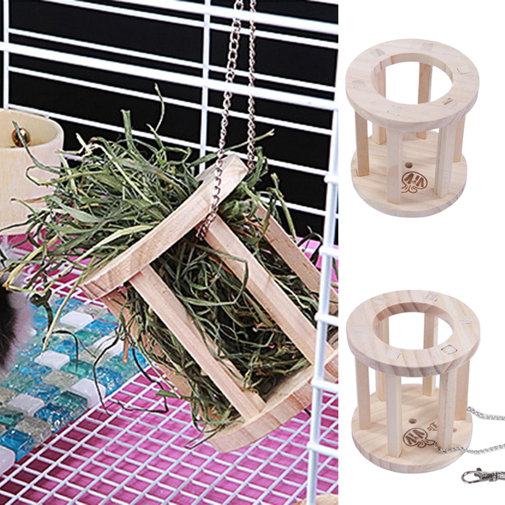 Visland Rabbit Feeder Rack Durable Natural Wood Biting Resistant ...