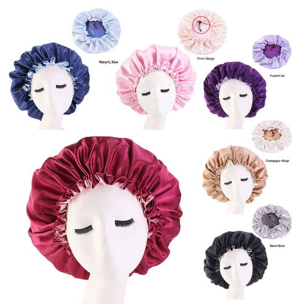 Visland Reusable Hair Bonnet Smooth Button Adjustable Ruffle Edge Lady ...