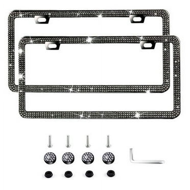 Auto Drive 3-D Daisy Bling Silver Metal License Plate Frame, 90142W ...