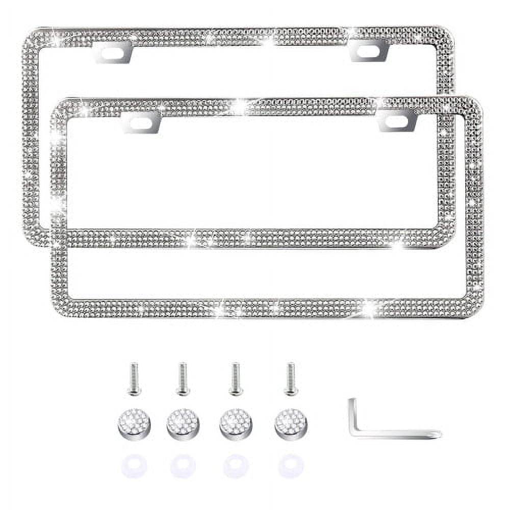 Visland Rhinestone License Plate Frame,2 Pack Bling License Plate Frames for Men,Women,Diamond ...