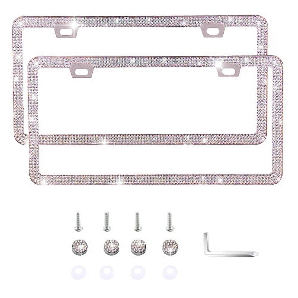 Visland Rhinestone License Plate Frame,2 Pack Bling License Plate ...