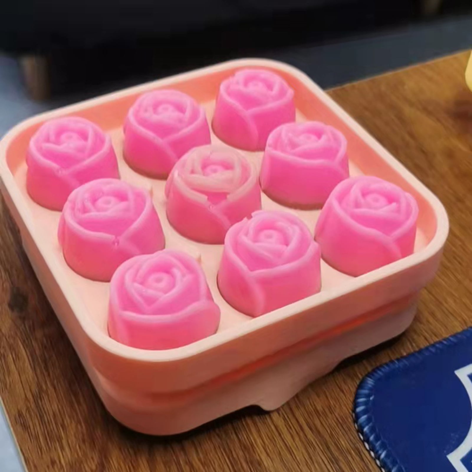 Visland Rose Ice Cube Trays, 9 Cavity Silicone Rose Ice Ball Maker ...