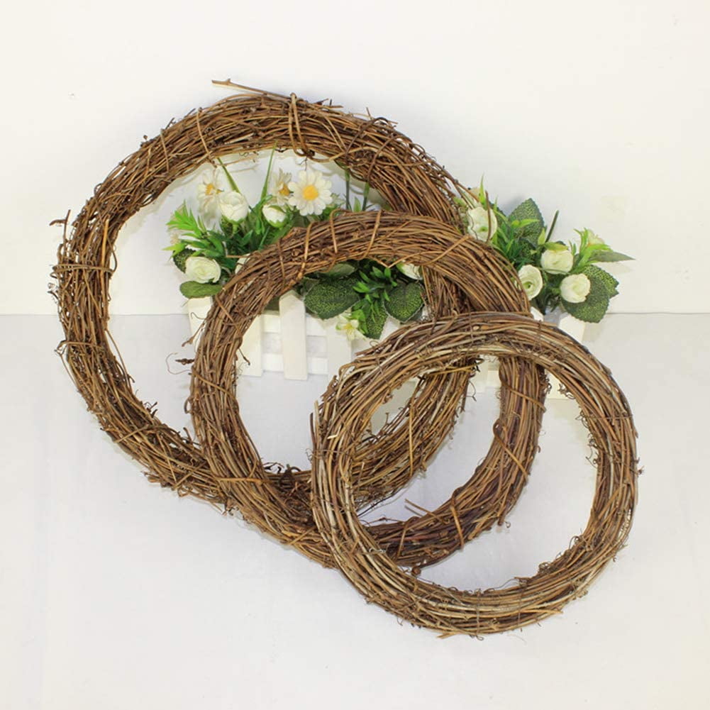 Visland Round Shape Natural Grapevine Wreath Ring, DIY Craft Vines Base ...