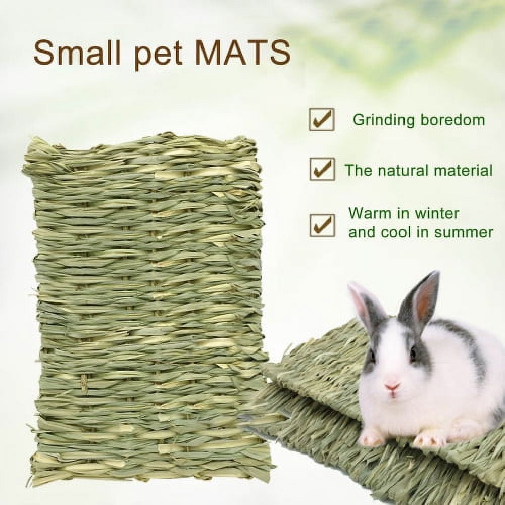 Visland Square Shape Grass Mat Woven Bed Mat for Small Animal Bunny ...