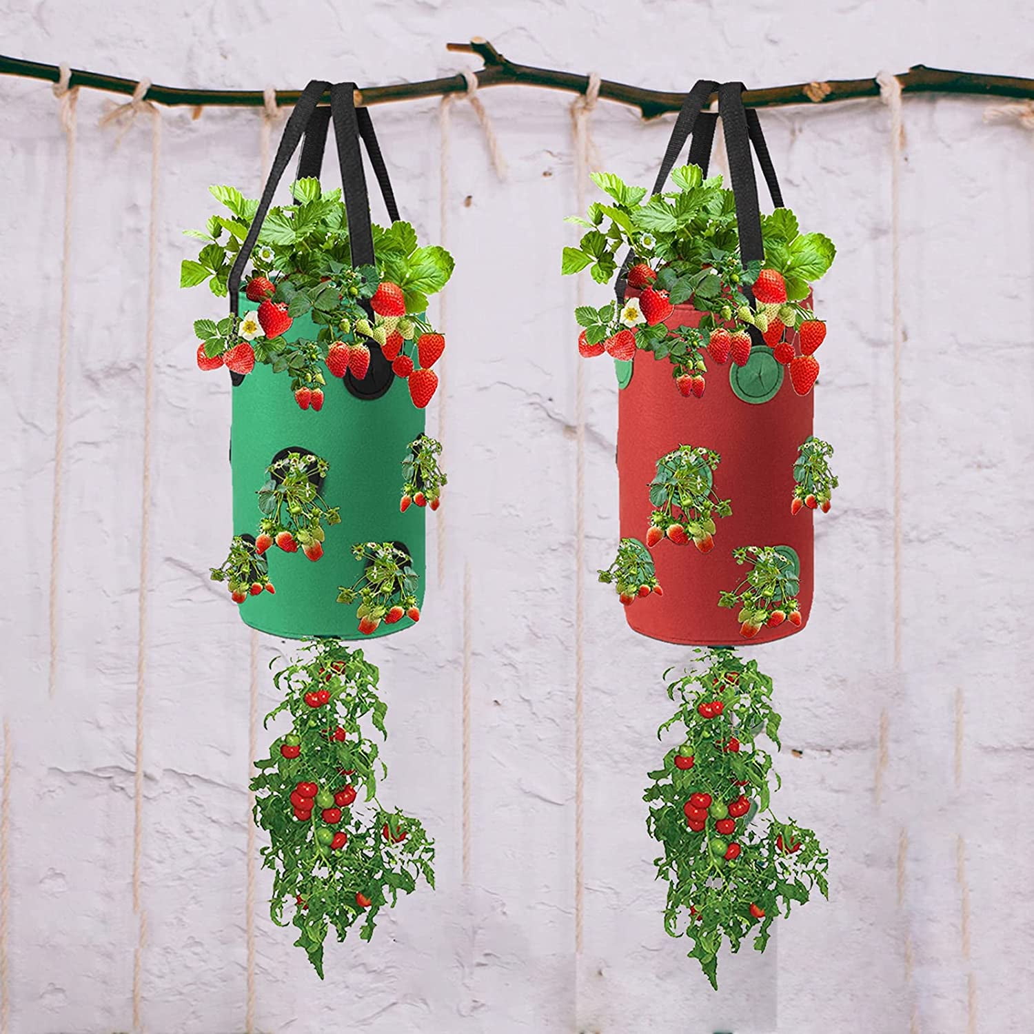 Visland Strawberry Grow Bags 3 Gallon, Strawberry Planting Bags Plant Growing Hanger Bag for ...