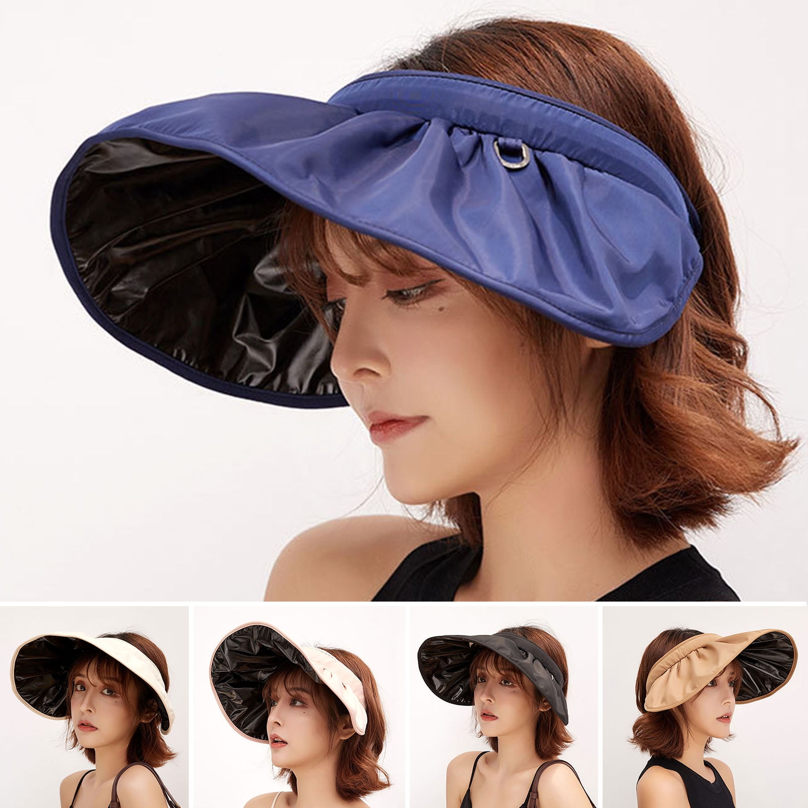 Visland Sun Visor Wide Brim UV Protection Hats for Women Packable Roll ...