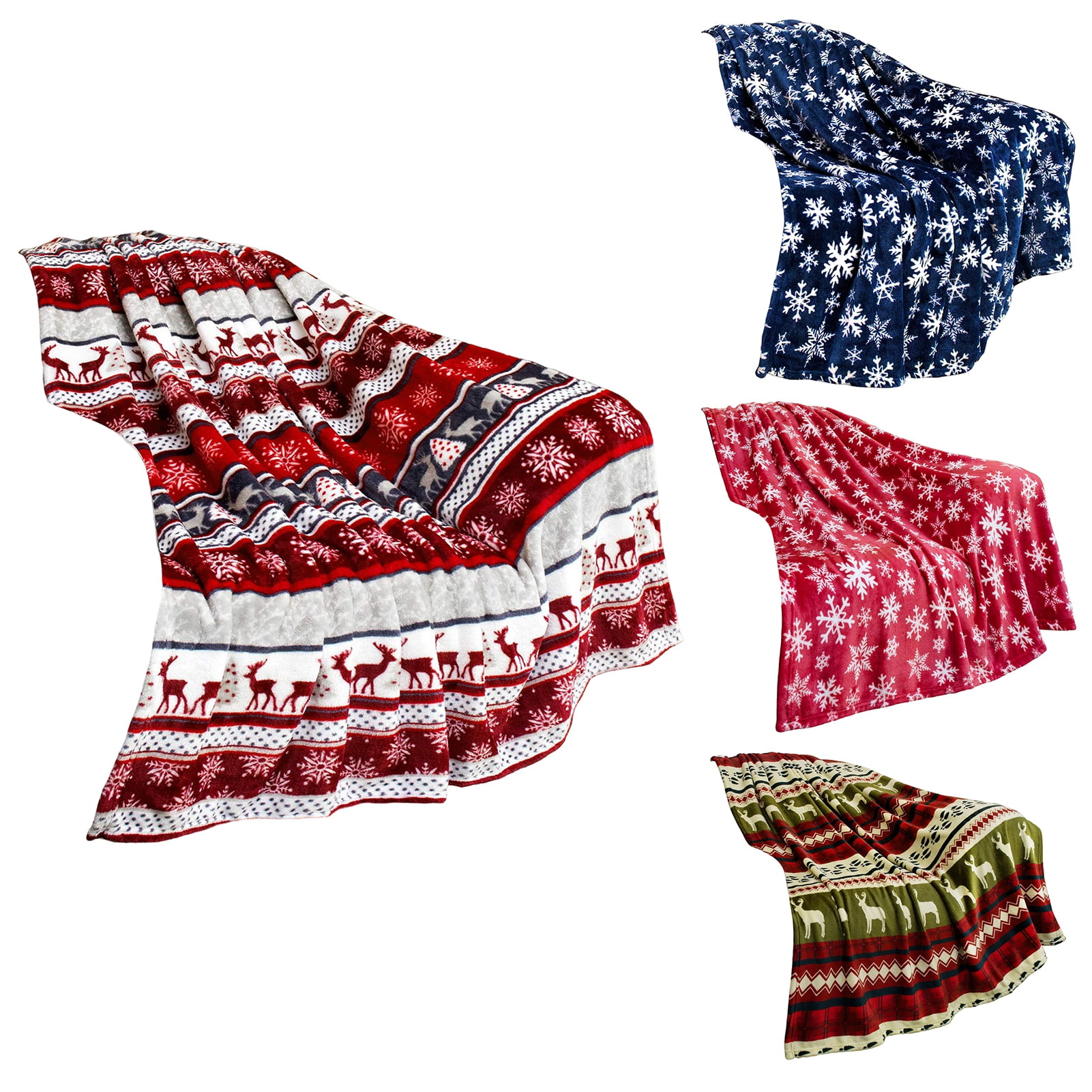 Visland Velvet Super Soft Xmas Fleece Blanket - Snowflake Print, Warm ...