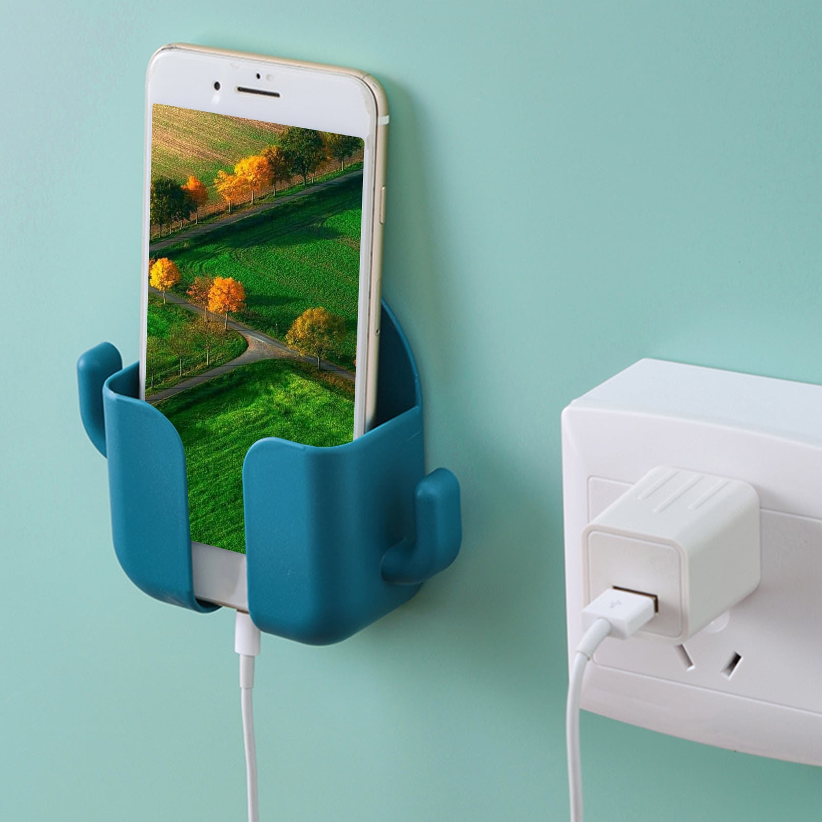 Visland Wall Mounted Mobile Phone Plug Holder, Self-Adhesive Storage ...