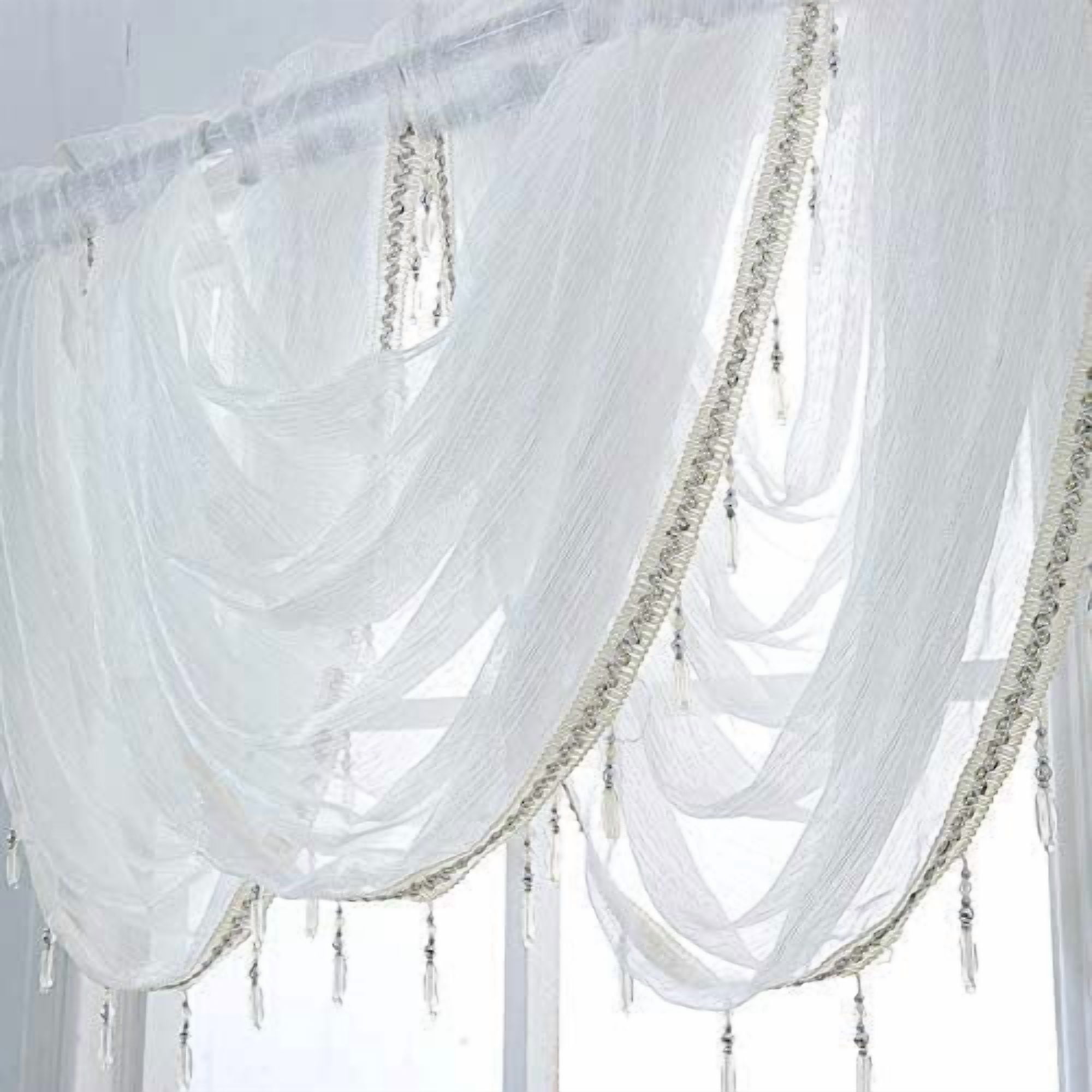 Visland Waterfall Short Living Room Coffee Shop Sheer Jacquard Beaded ...