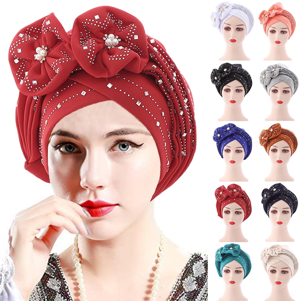 Visland Women African Turban, Fashion Faux Rhinestone Bright Color ...