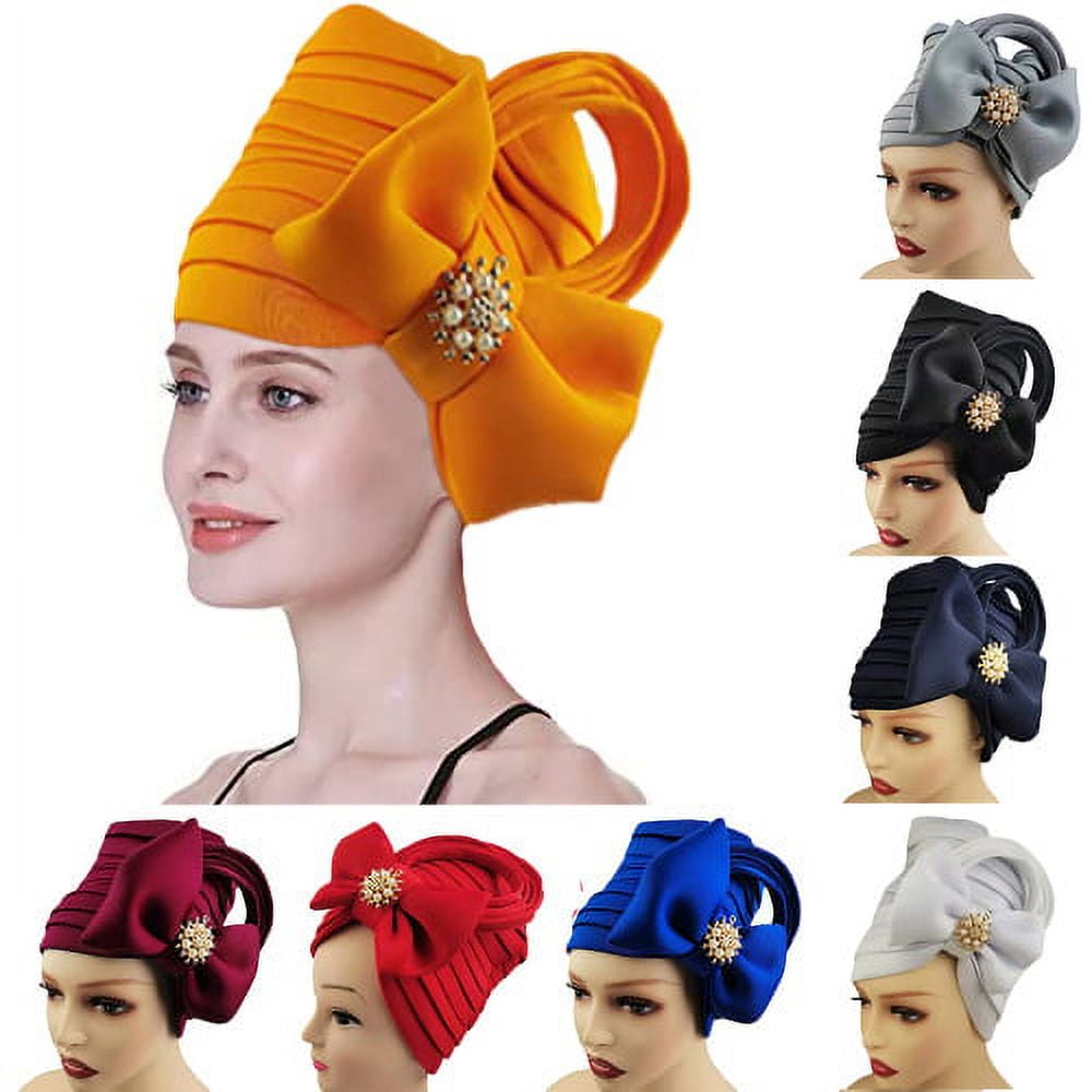 Visland Women African Turban Hat, Fashion Casual Solid Color Bow Design ...