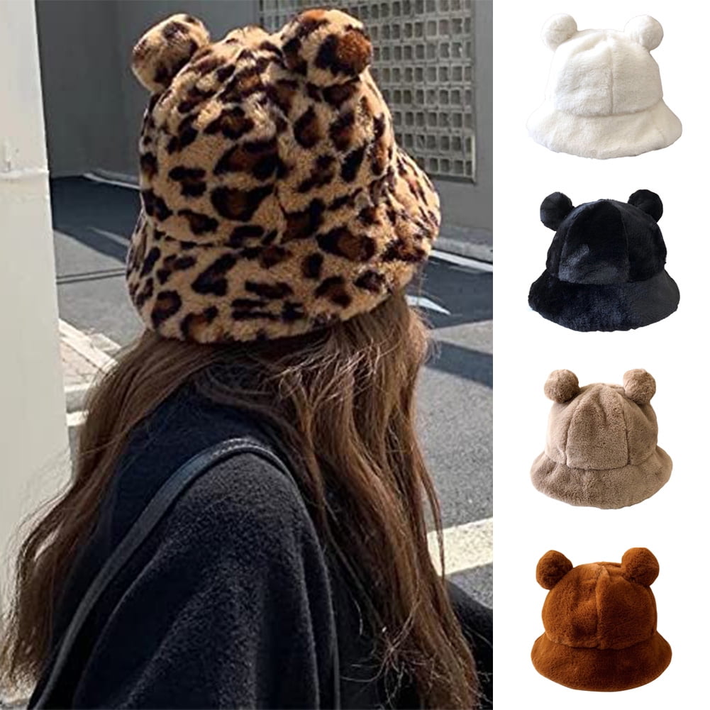 Visland Women Plush Bucket Hat, Fashion Soft Thick Plush Winter Head ...