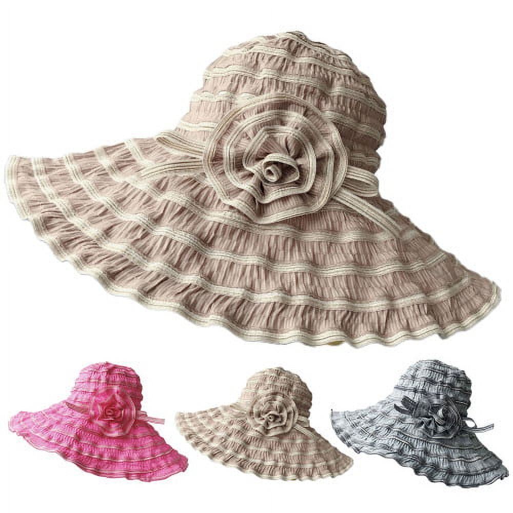Visland Womens Wide Brim Straw Hat Big Floppy Foldable Roll Up Cap
