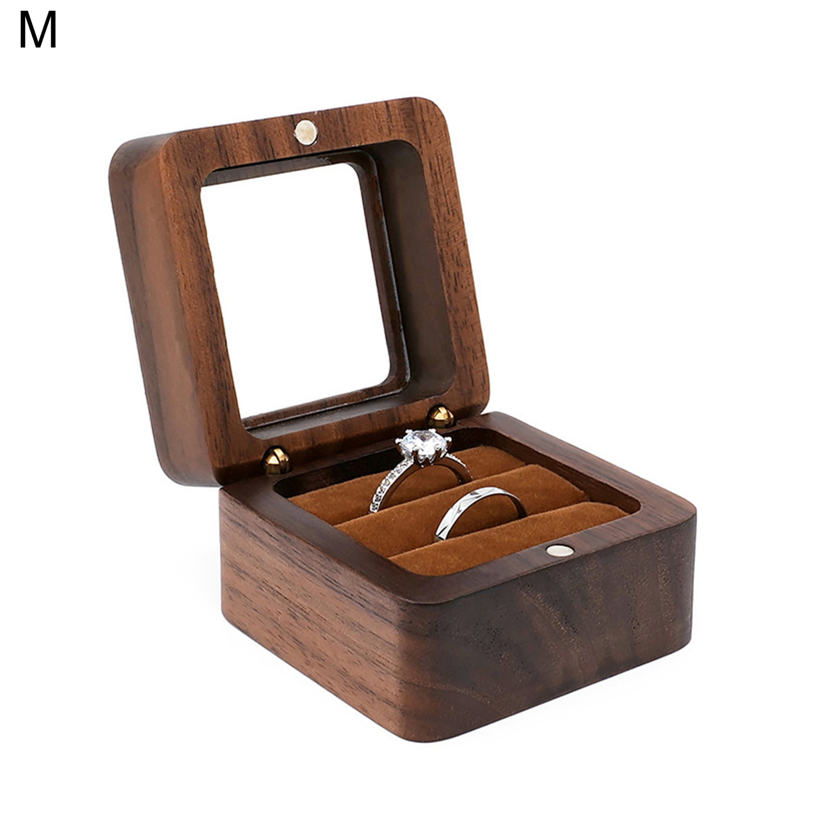 Visland Wood Single Ring Box - Walnut Storage - Wooden Box for ...