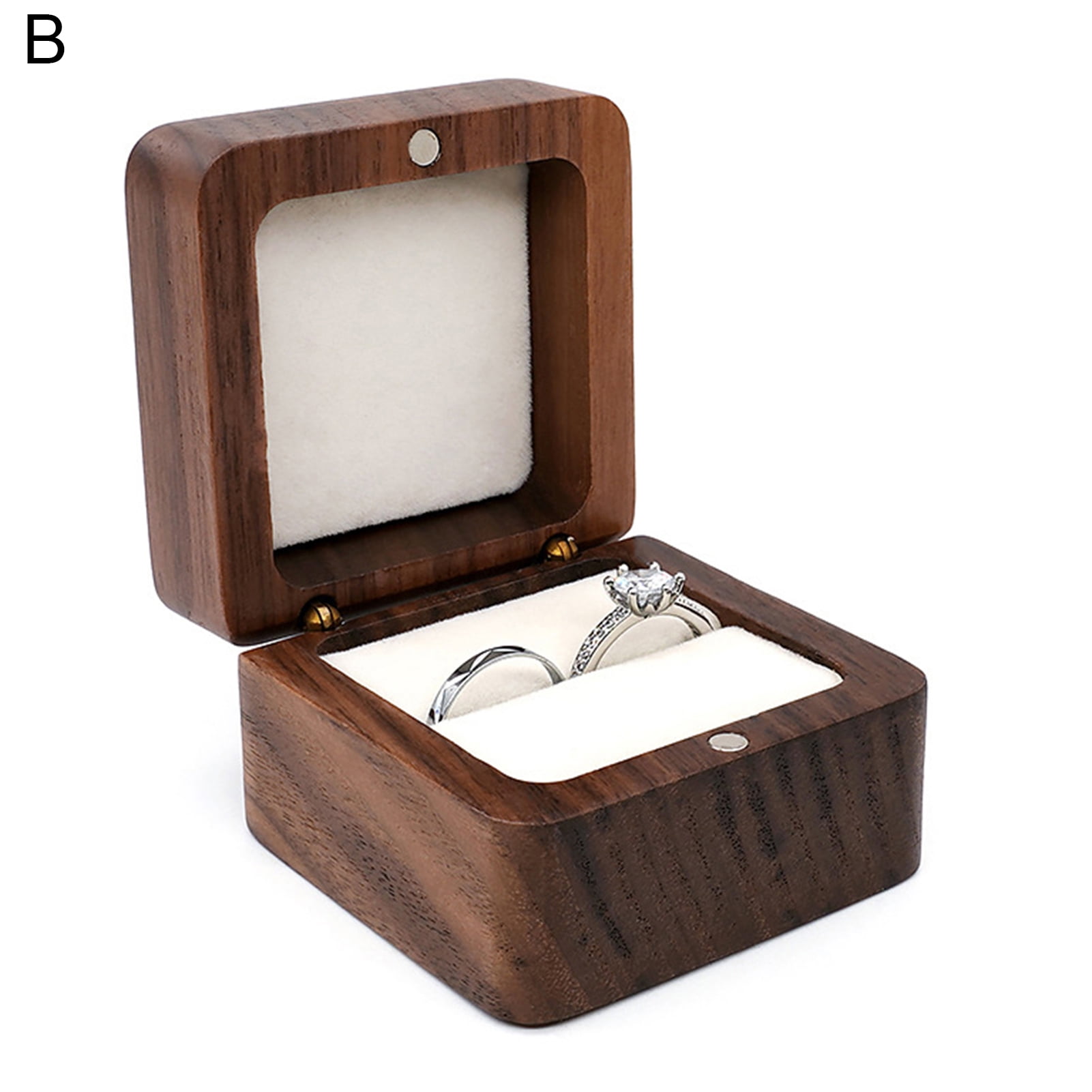 Visland Wood Single Ring Box - Walnut Storage - Wooden Box for ...