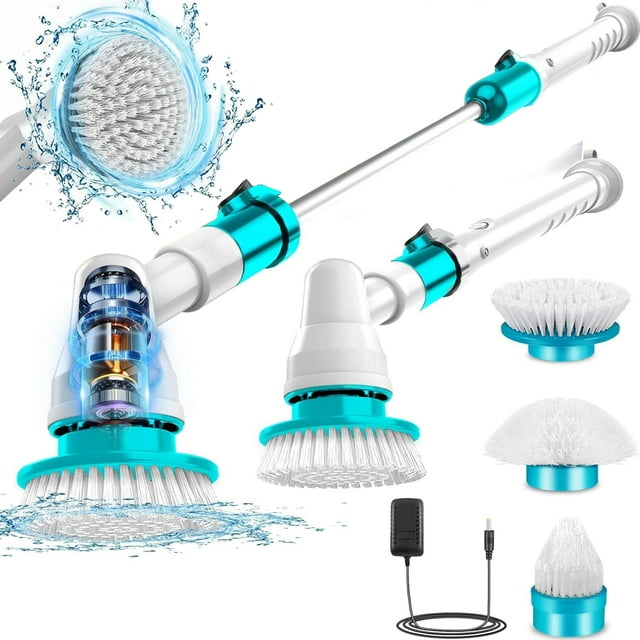 Vislone Rechargeable Electric Scrubber, 3 Heads & Extension for ...