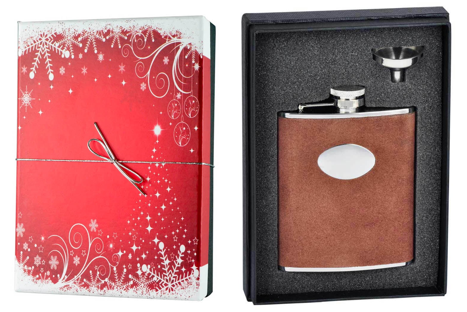 Visol Cowboy Brown Leather Holiday Essential Liquor Flask Gift Set - 6 ...