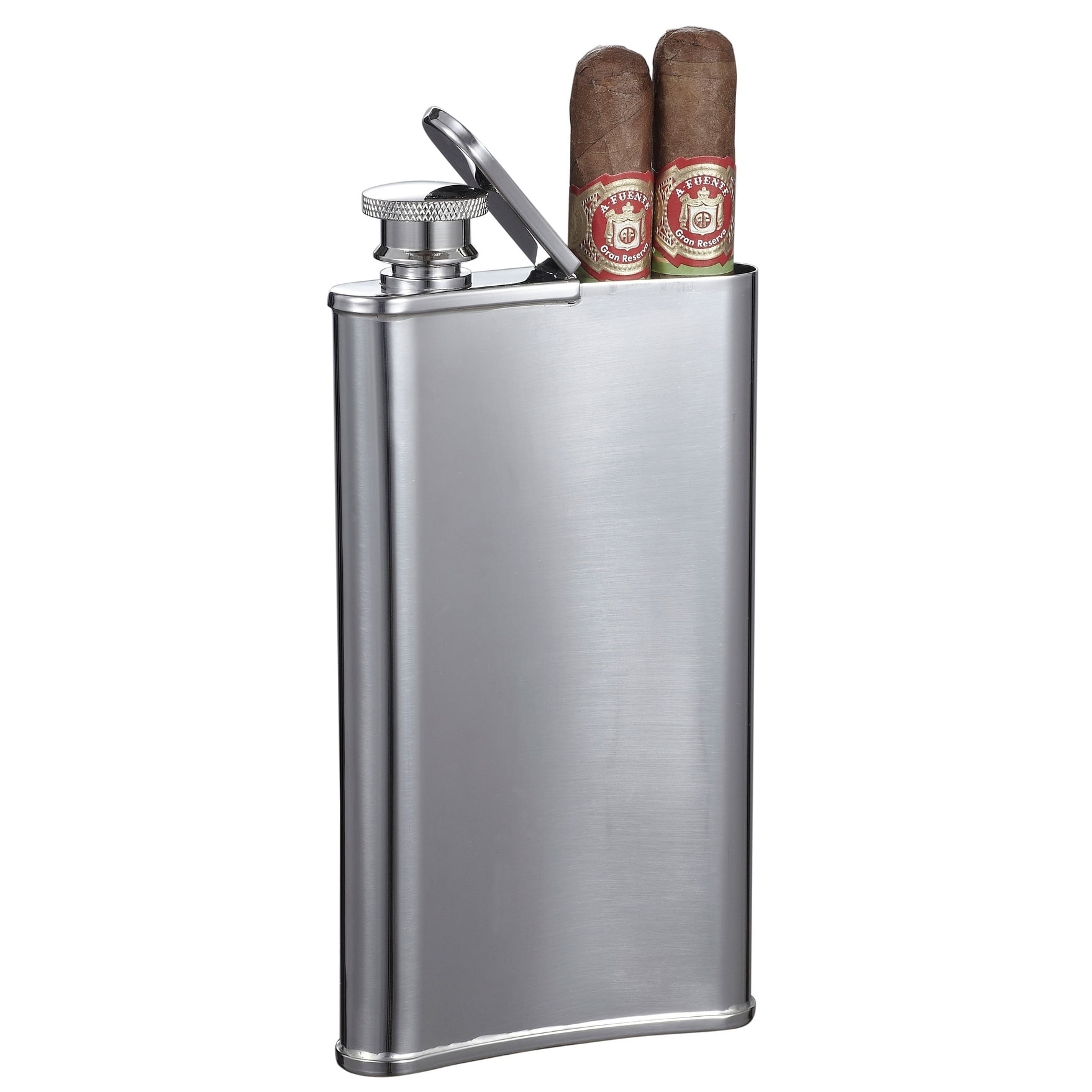 Visol Edian Stainless Steel 4 oz Flask with Built-in Cigar Holder ...