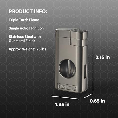 Visol Kamet Butane Torch Lighter Triple Flame Refillable Gas Lighter ...