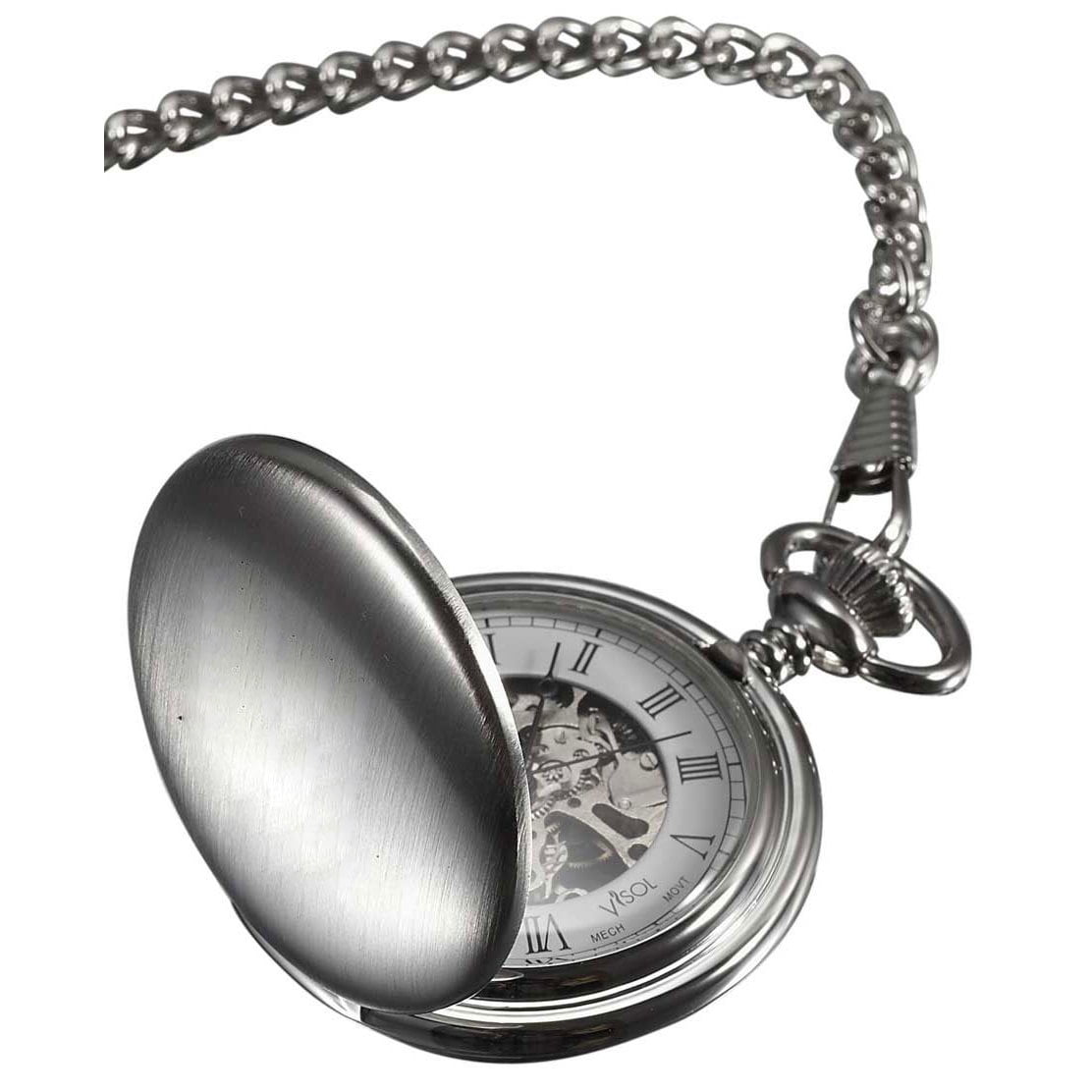Visol Quinn Brushed Chrome Mechanical Pocket Watch - Walmart.com